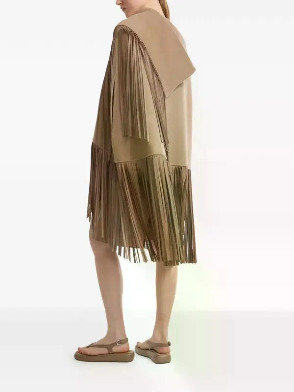 YVES SALOMON Asymmetrical Fringed Cape