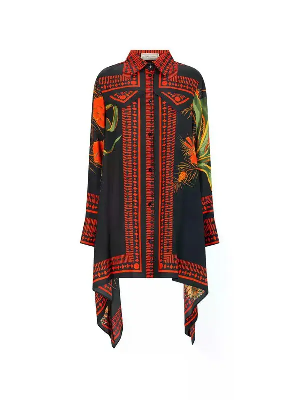 Blumarine Printed Twill Mini Dress - Black