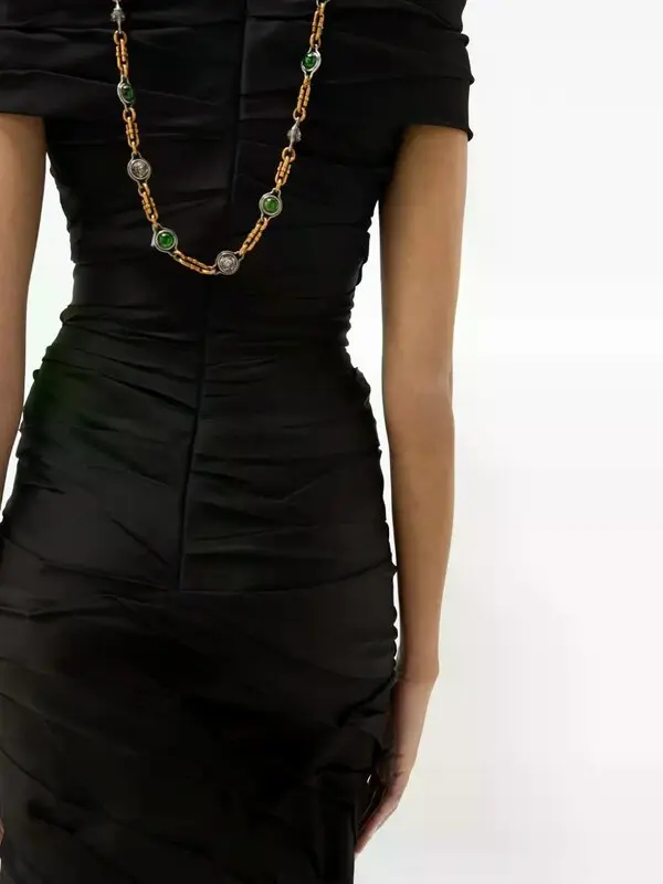 Versace Draped Envers-satin Midi Dress