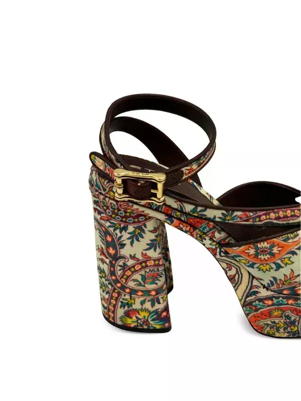 Etro Paisley-print Buckle Sandals - Neutrals