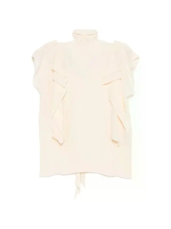 LANVIN Ruffled Tie Blouse - Neutrals