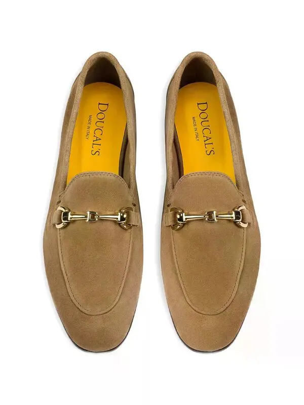 DOUCAL'S Metal Detail Suede Loafers - Neutrals