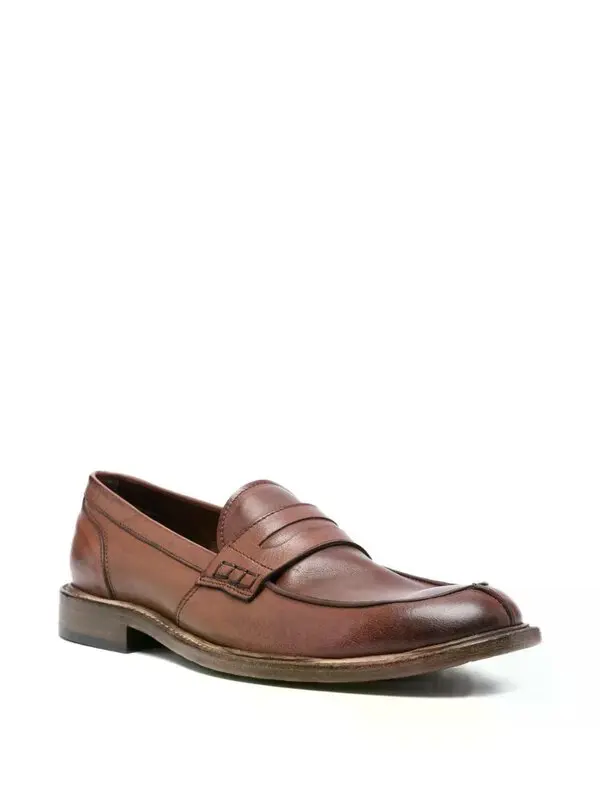 FRANCO FEDELE Leather Penny Loafers - Brown