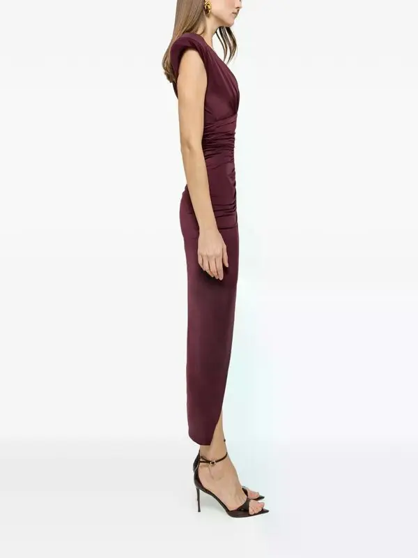 NISSA Ruched Midi Dress - Red