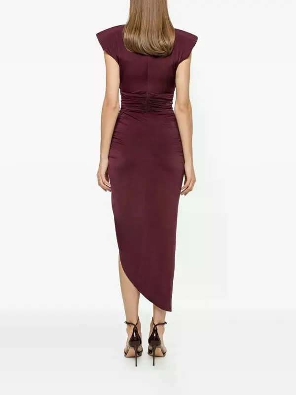 NISSA Ruched Midi Dress - Red
