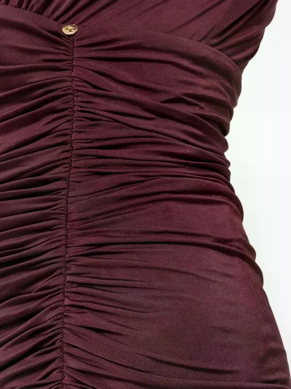 NISSA Ruched Midi Dress - Red