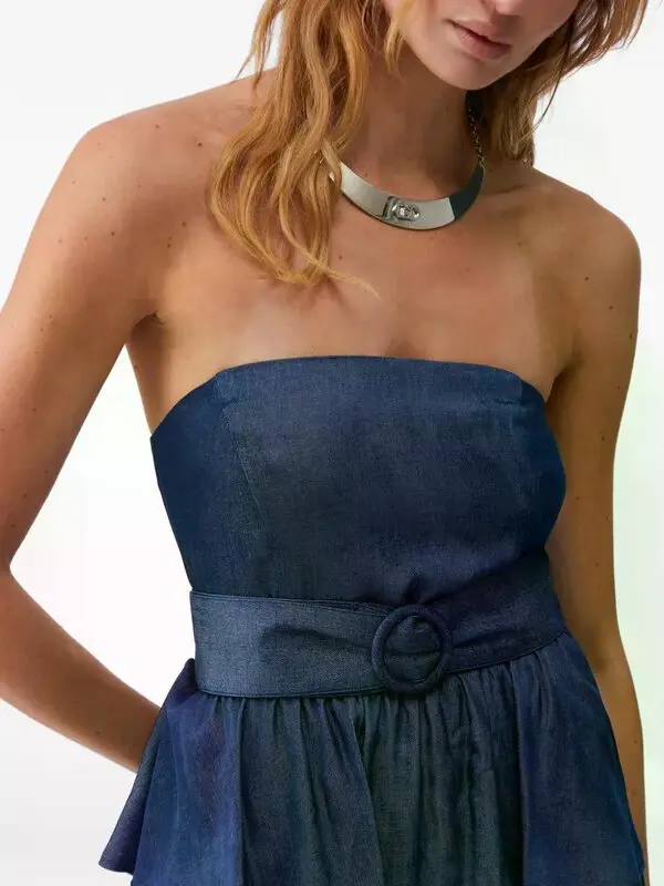 Liu Jo Asymmetrical Tiered Midi Denim Dress