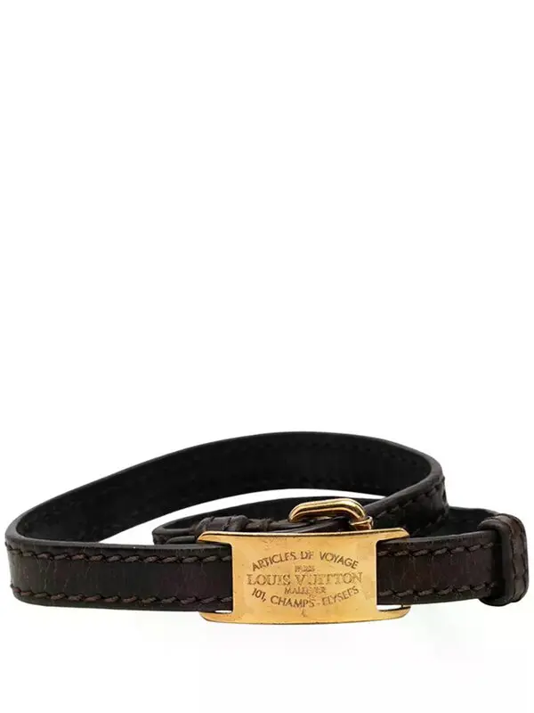 LOUIS VUITTON Leather Articles De Voyage Sign It Bracelet - Brown