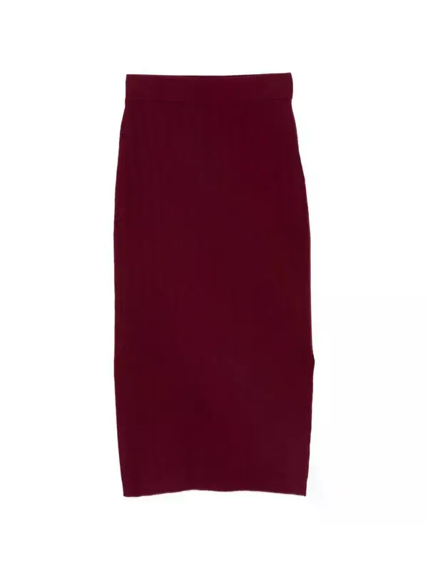 Eric Bompard Ribbed Knit Midi Skirt - Red