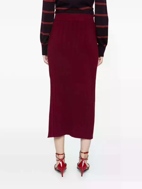 Eric Bompard Ribbed Knit Midi Skirt - Red
