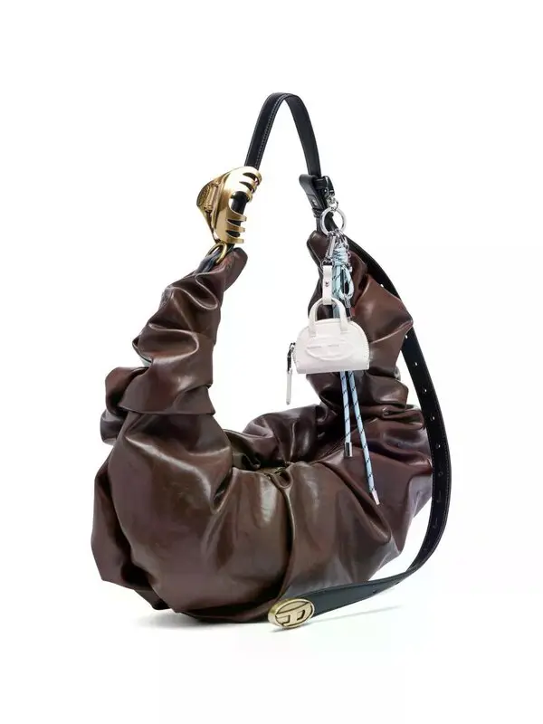 DIESEL® Gathered Shoulder Bag With Oval D Logo - Brown