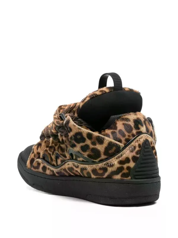 LANVIN Curb Animal-print Sneakers - Neutrals