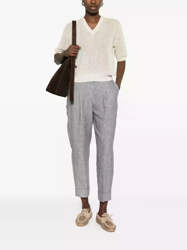Peserico Pleated Trousers With Cuffed Hem