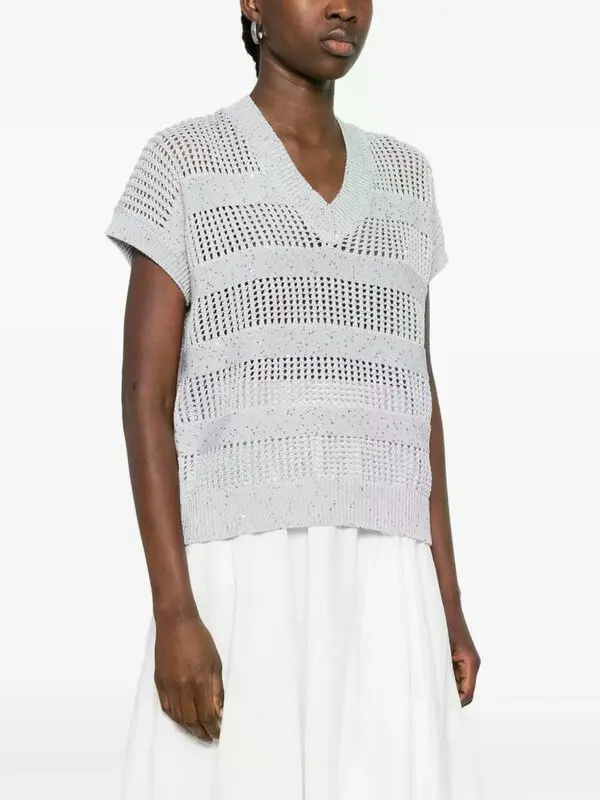 Peserico Sequin-embellished V-neck Sweater