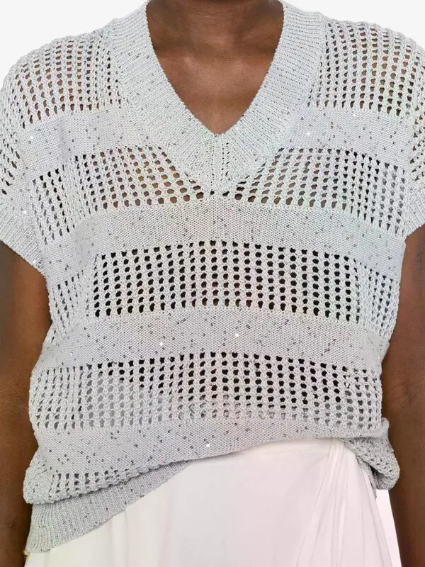Peserico Sequin-embellished V-neck Sweater