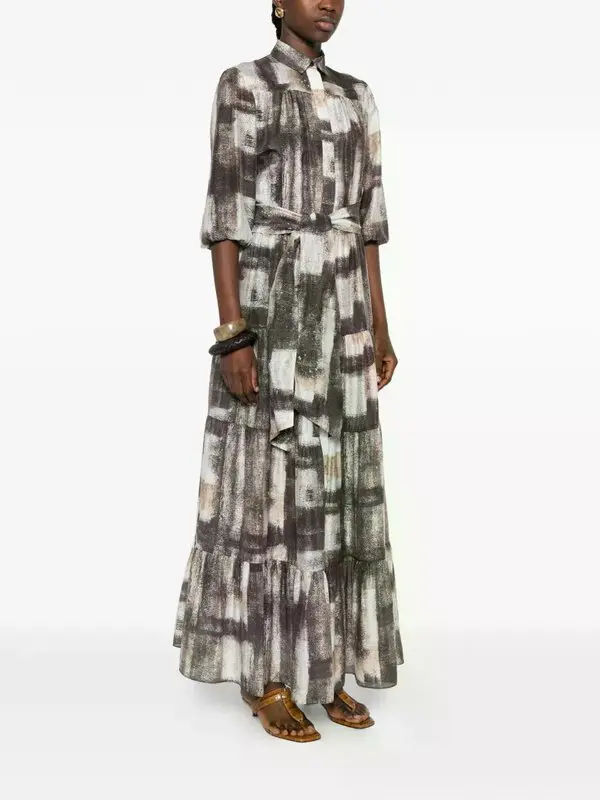 Kiton Tie-waist Tiered Maxi Dress