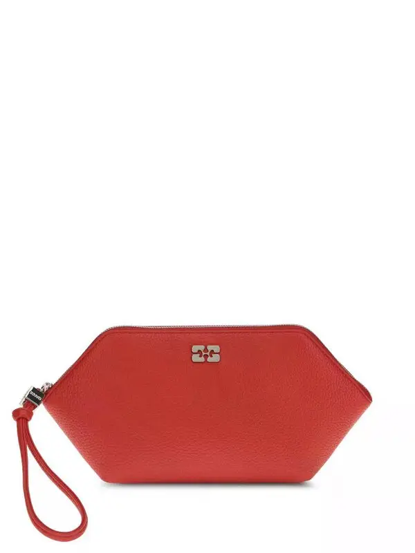GANNI Grained Makeup Bag - Red