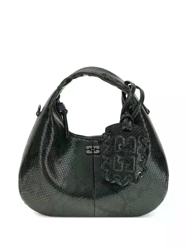 GANNI Mini Snake-effect Shoulder Bag - Green