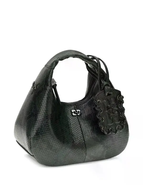 GANNI Mini Snake-effect Shoulder Bag - Green