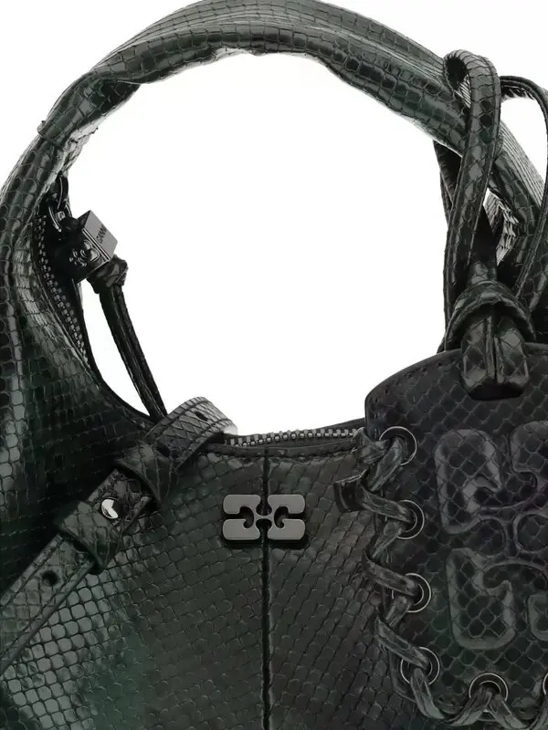 GANNI Mini Snake-effect Shoulder Bag - Green