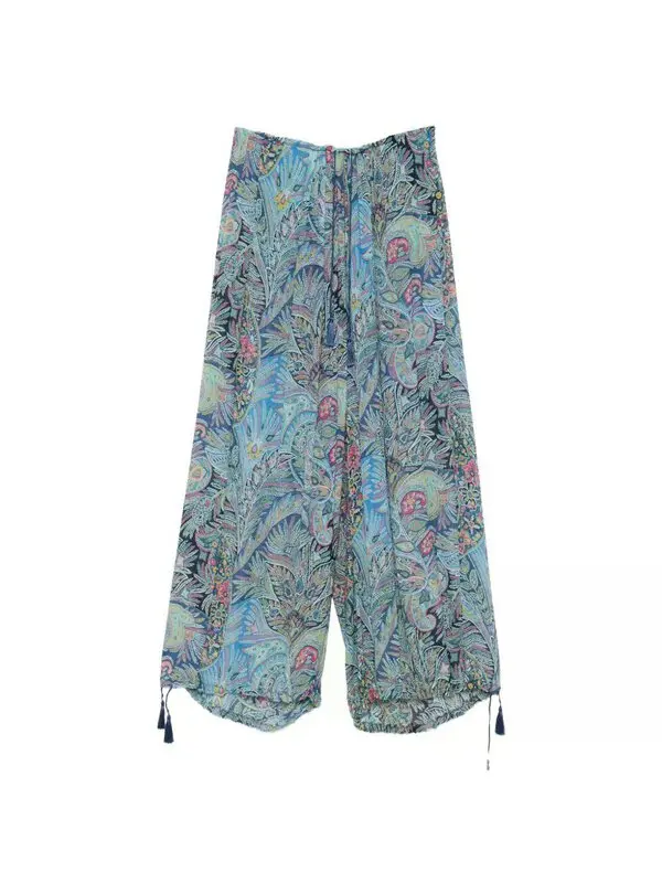 Etro Paisley Tassel Trousers - Blue