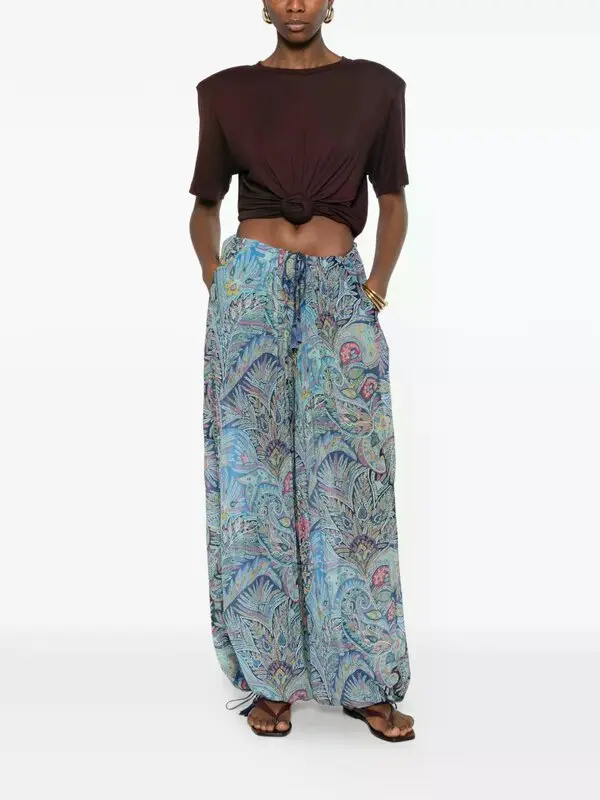 Etro Paisley Tassel Trousers - Blue