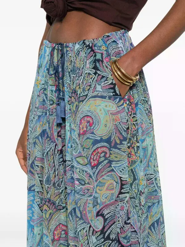 Etro Paisley Tassel Trousers - Blue