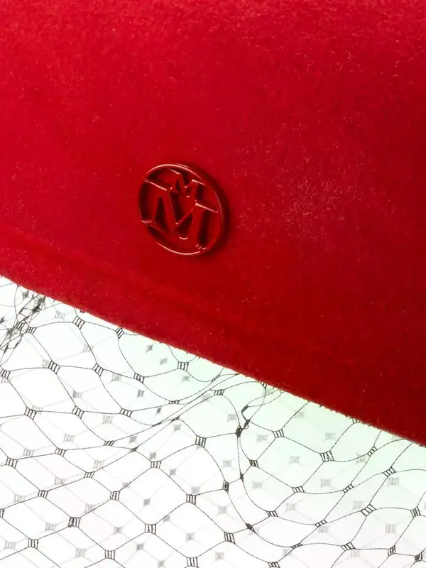 MAISON MICHEL Veil Hat - Red