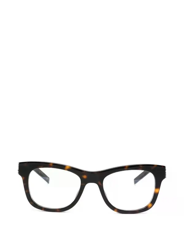 Saint Laurent Logo Square-frame Glasses - Brown
