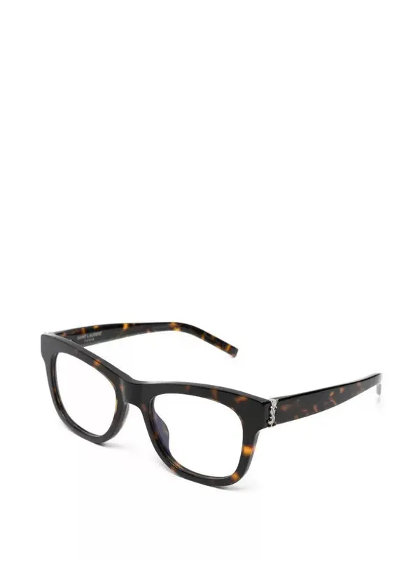 Saint Laurent Logo Square-frame Glasses - Brown