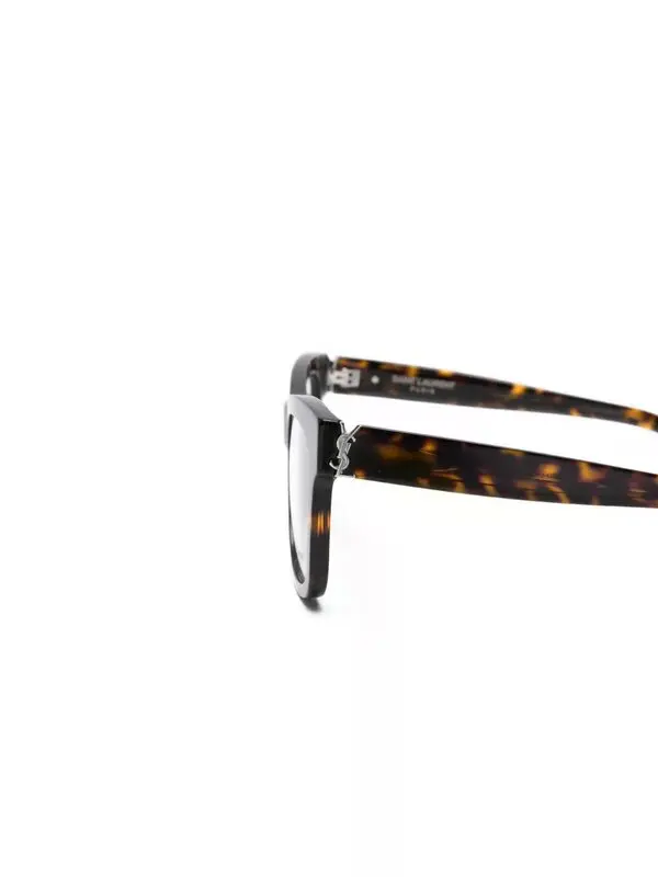 Saint Laurent Logo Square-frame Glasses - Brown