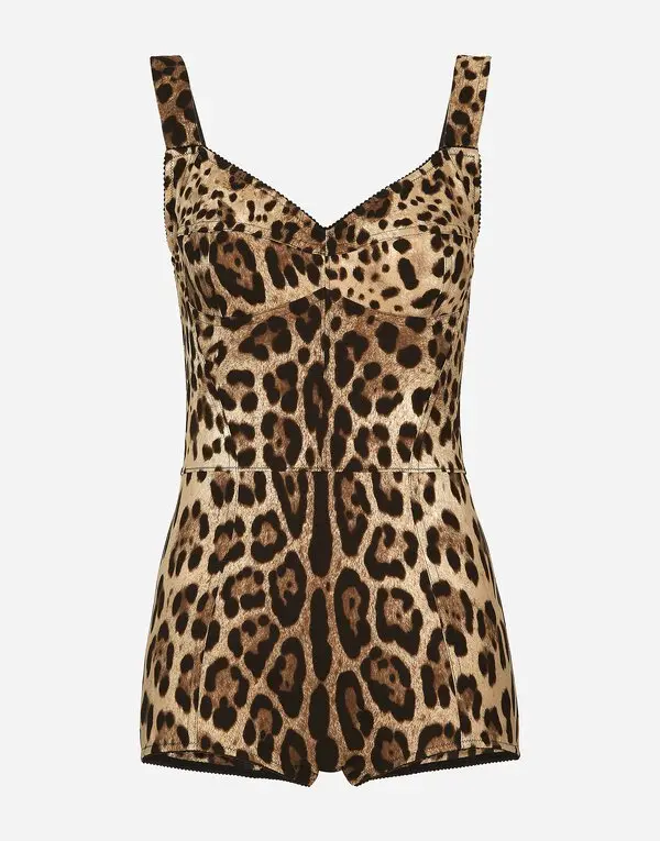 Dolce & Gabbana Leopard-print Charmeuse Bodysuit - Multicolor