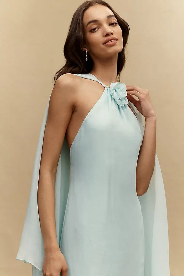 Retrofete Lireal Chiffon Cape Maxi Dress - Seychelles