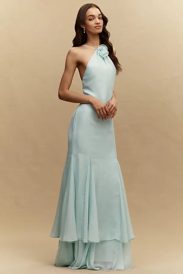 Retrofete Lireal Chiffon Cape Maxi Dress - Seychelles