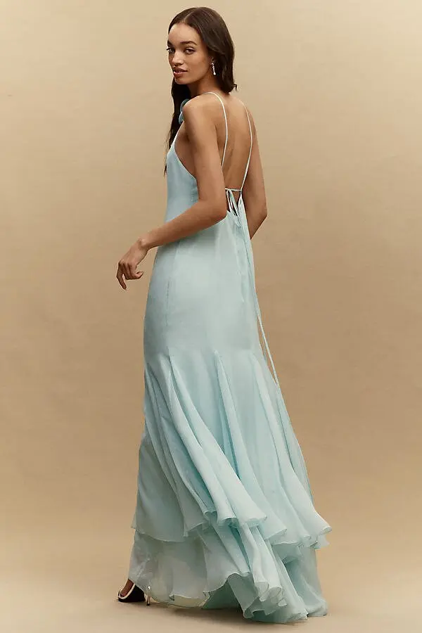 Retrofete Lireal Chiffon Cape Maxi Dress - Seychelles