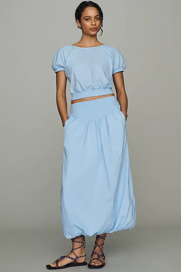 Stateside Pixie Cotton Poplin Crop Top - Robins Egg