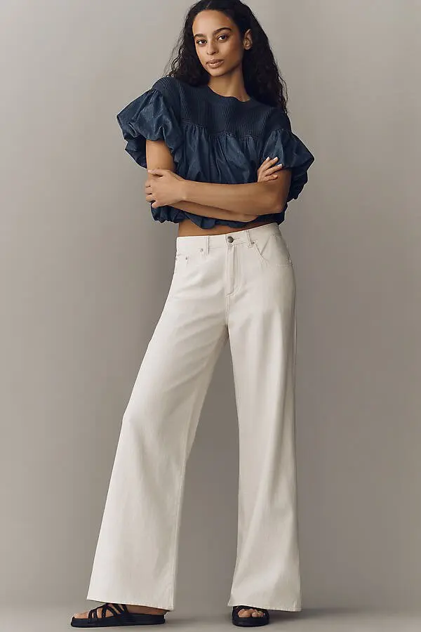 DL1961 Alexa Baggy Low-rise Wide-leg Jeans - Eggshell Aura