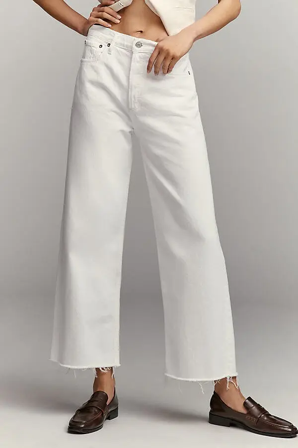 AGOLDE Ren High-rise Crop Wide-leg Jeans - Marshmallow
