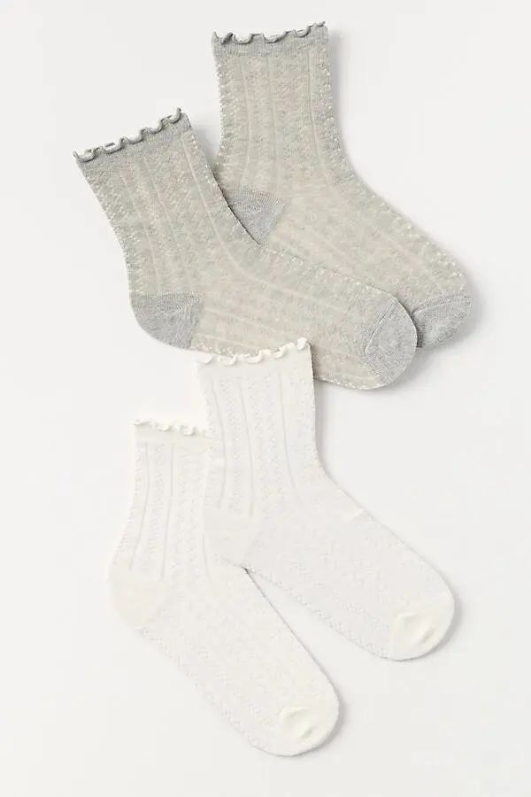 Anthropologie Potelle Trouser Socks, Set Of 2 - Grey/cream