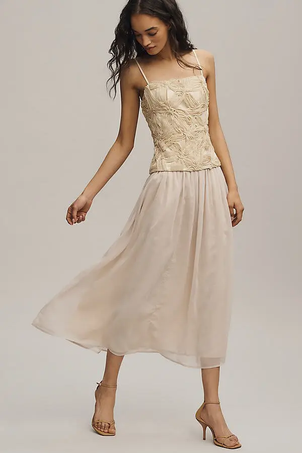 Endless Rose Textured Drop-waist Midi Dress
