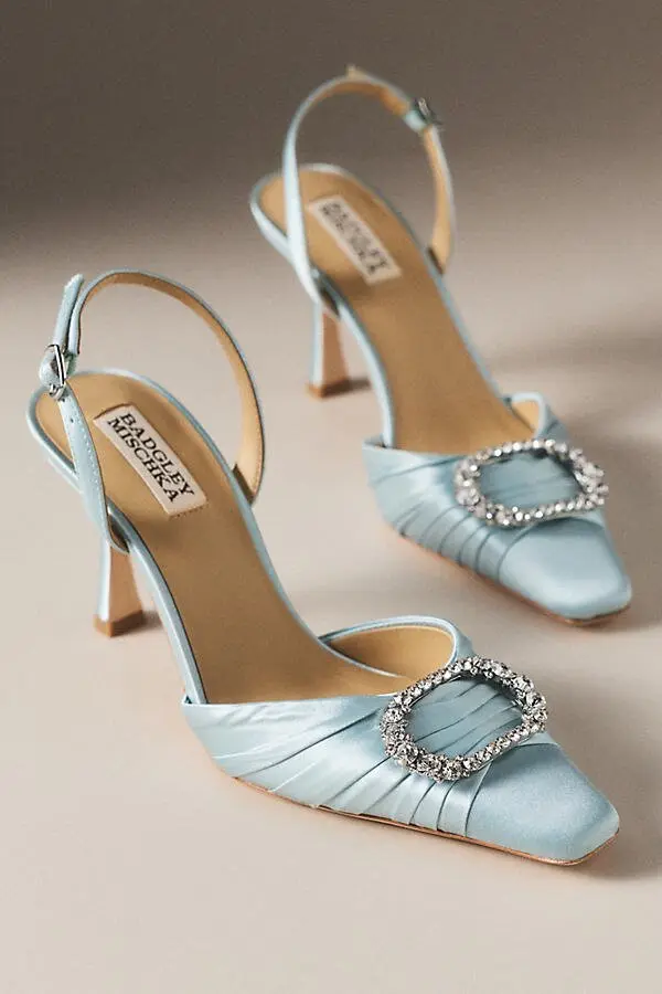 Badgley Mischka Octaviah Pleated Slgback Pumps - Misty Blue