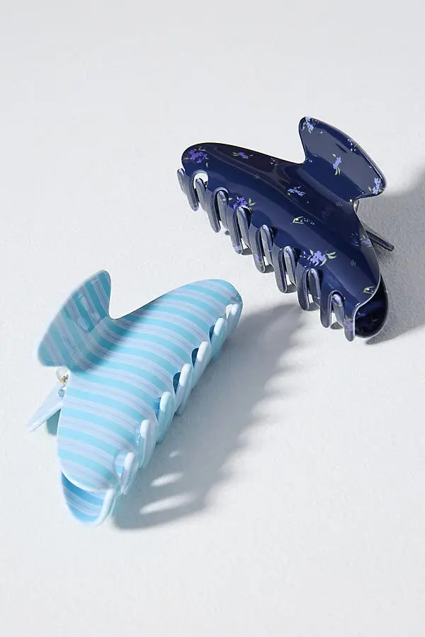 Anthropologie Motif Claw Clips Set - Blue