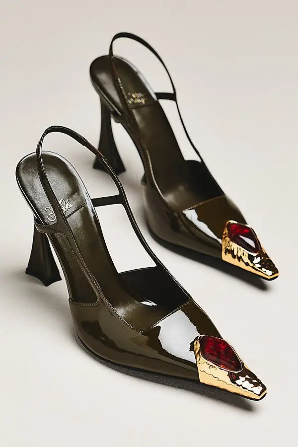 Jeffrey Campbell Sorcerer Slingback Heels - Khaki