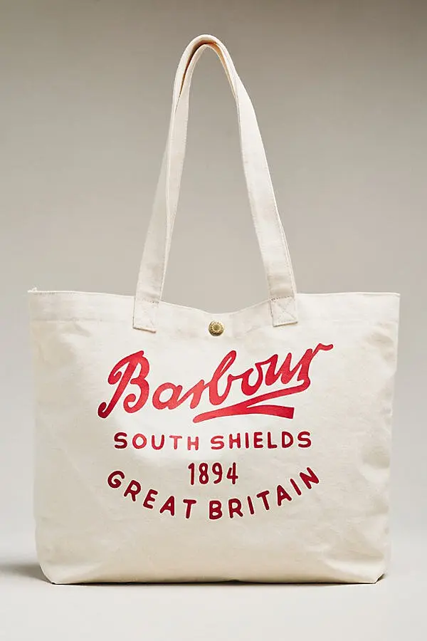Barbour Script Cotton Canvas Tote Bag