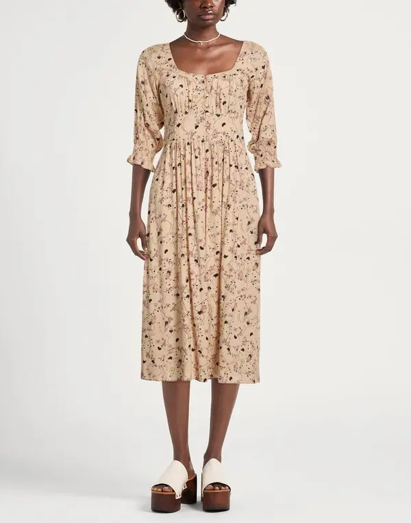 Ba&sh Flared Floral-print Midi Dress