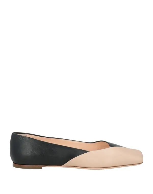 Agl Two-tone Leather Ballet Flats With Square Toe