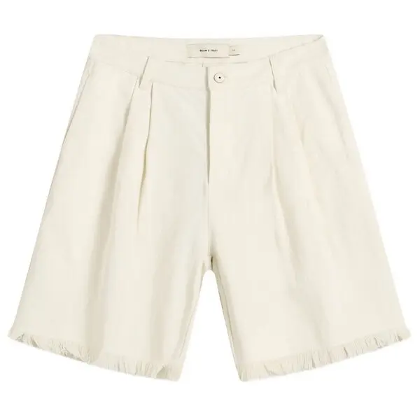 BRAM'S FRUIT Twill Shorts With Distressed Hem