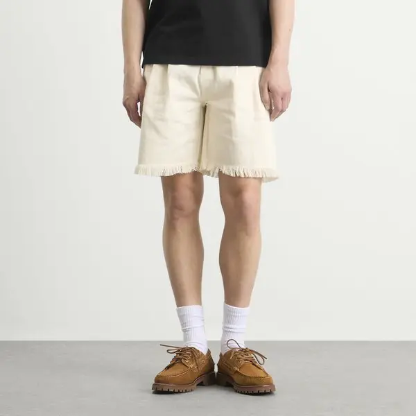 BRAM'S FRUIT Twill Shorts With Distressed Hem