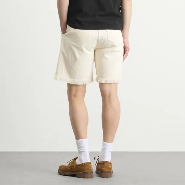BRAM'S FRUIT Twill Shorts With Distressed Hem