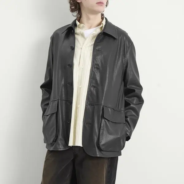 Auralee Textured Lamb Leather Blouson
